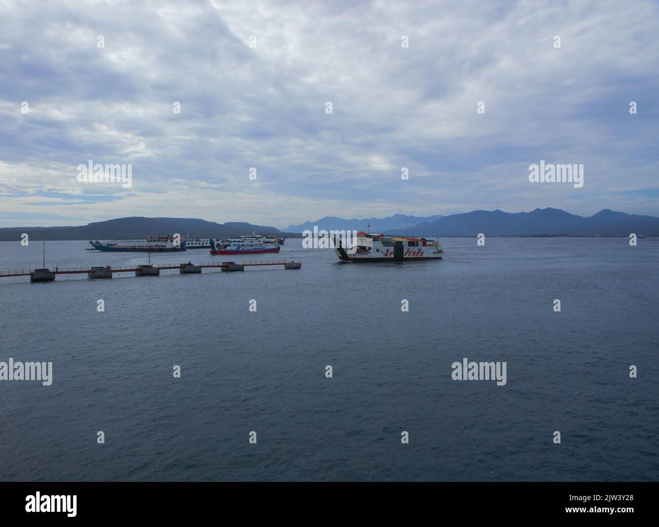 The atmosphere around the port of Ketapang, there are several ships ...
