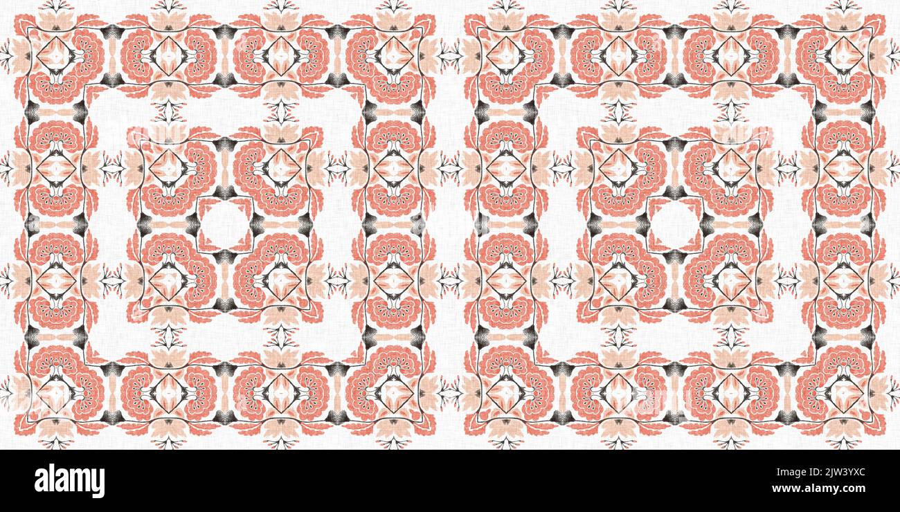 Modern boho geometric floral quilt style seamless border pattern ...