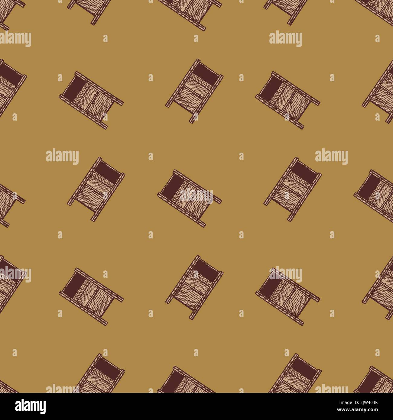 Mailbox engraved seamless pattern. Vintage letterbox in hand drawn ...