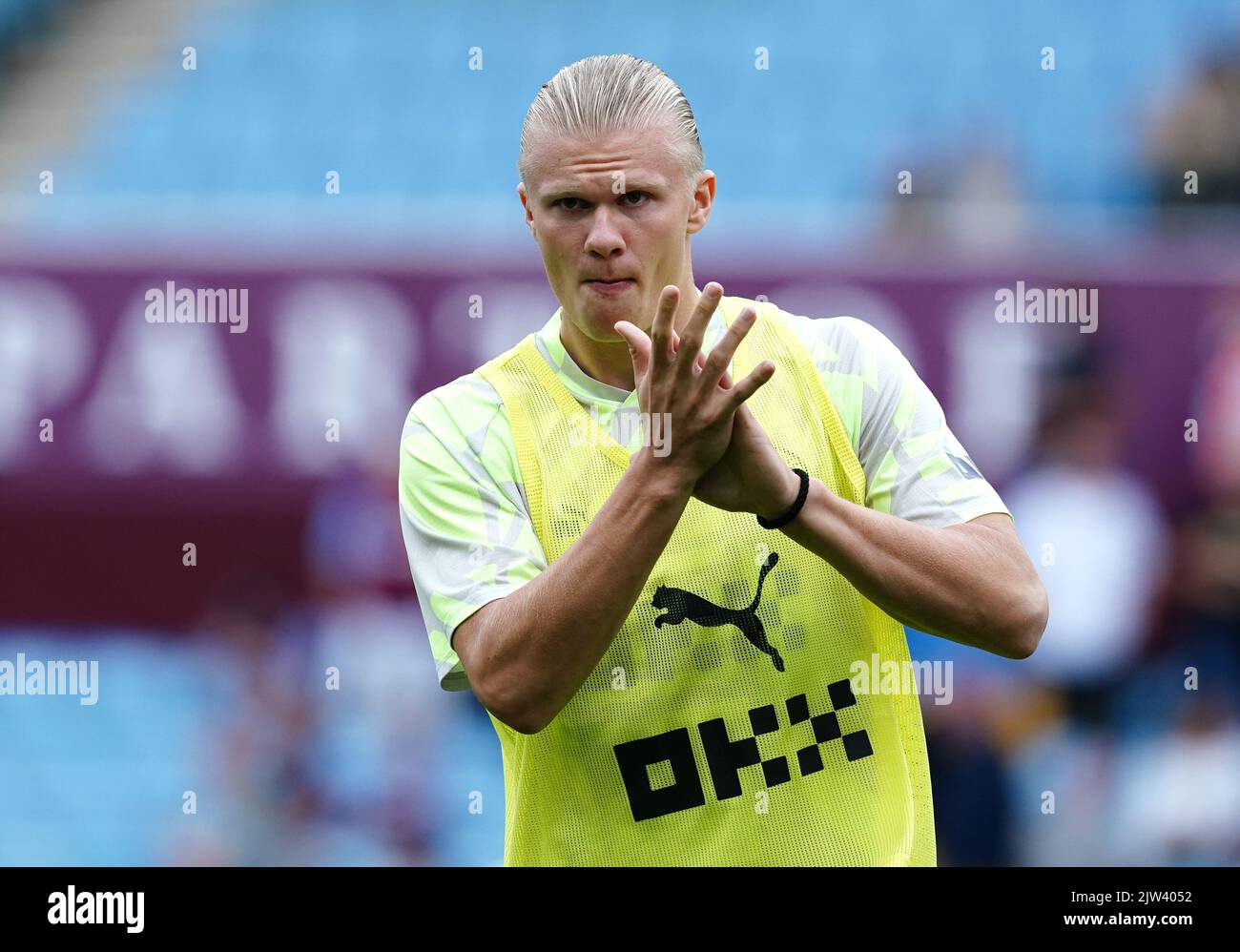 Manchester City's Erling Haaland warms up prior to the Premier League ...