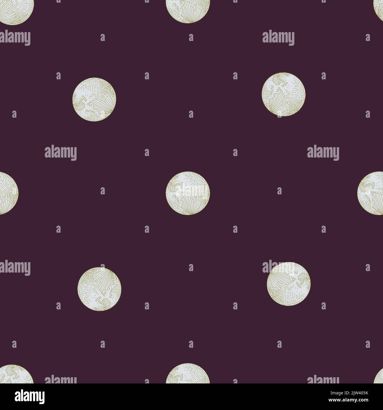 Planet earth engraved seamless pattern. Vintage sphere of world in hand ...