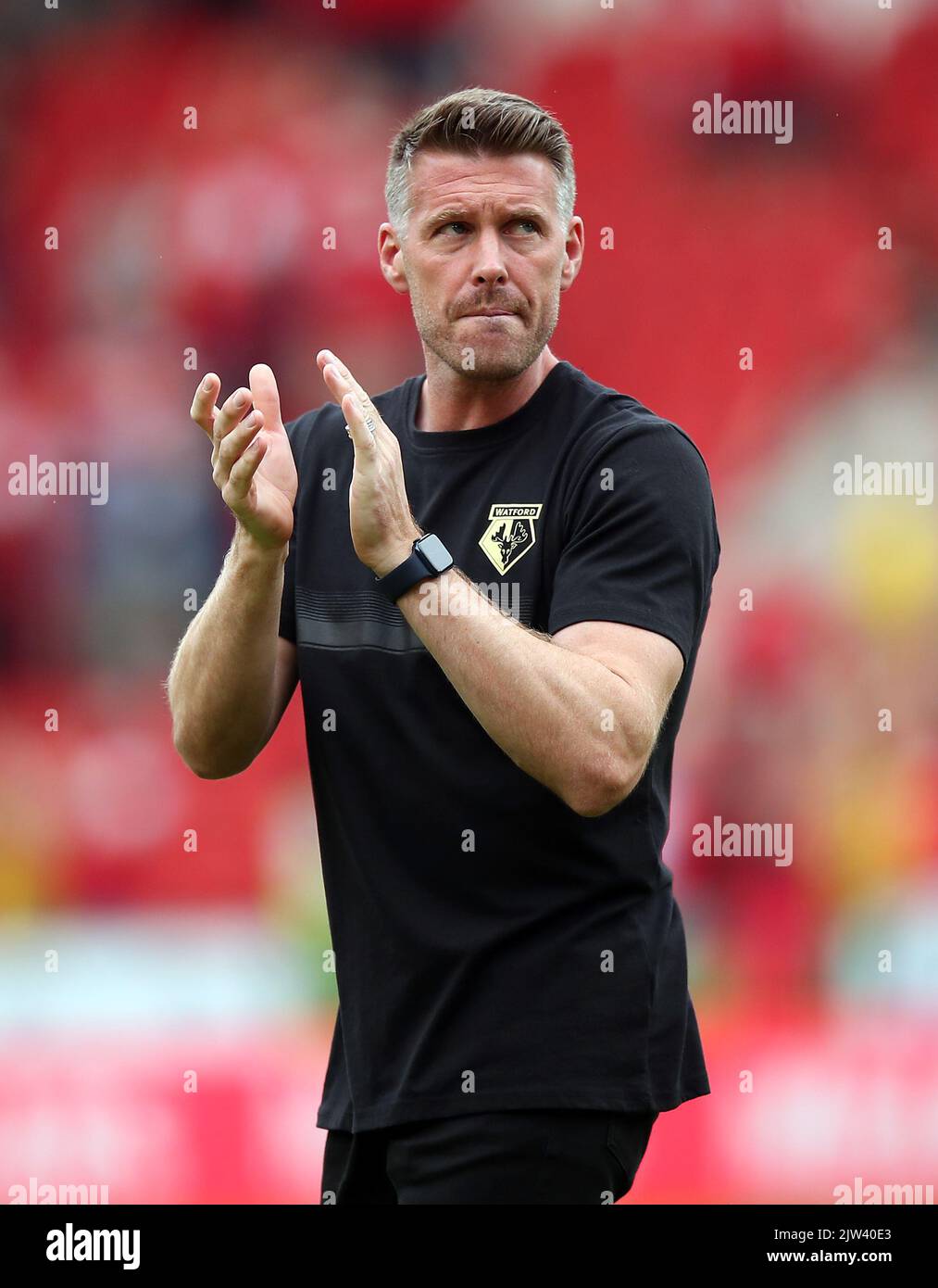 Watford manager Rob Edwards after the Sky Bet Championship match at the ...