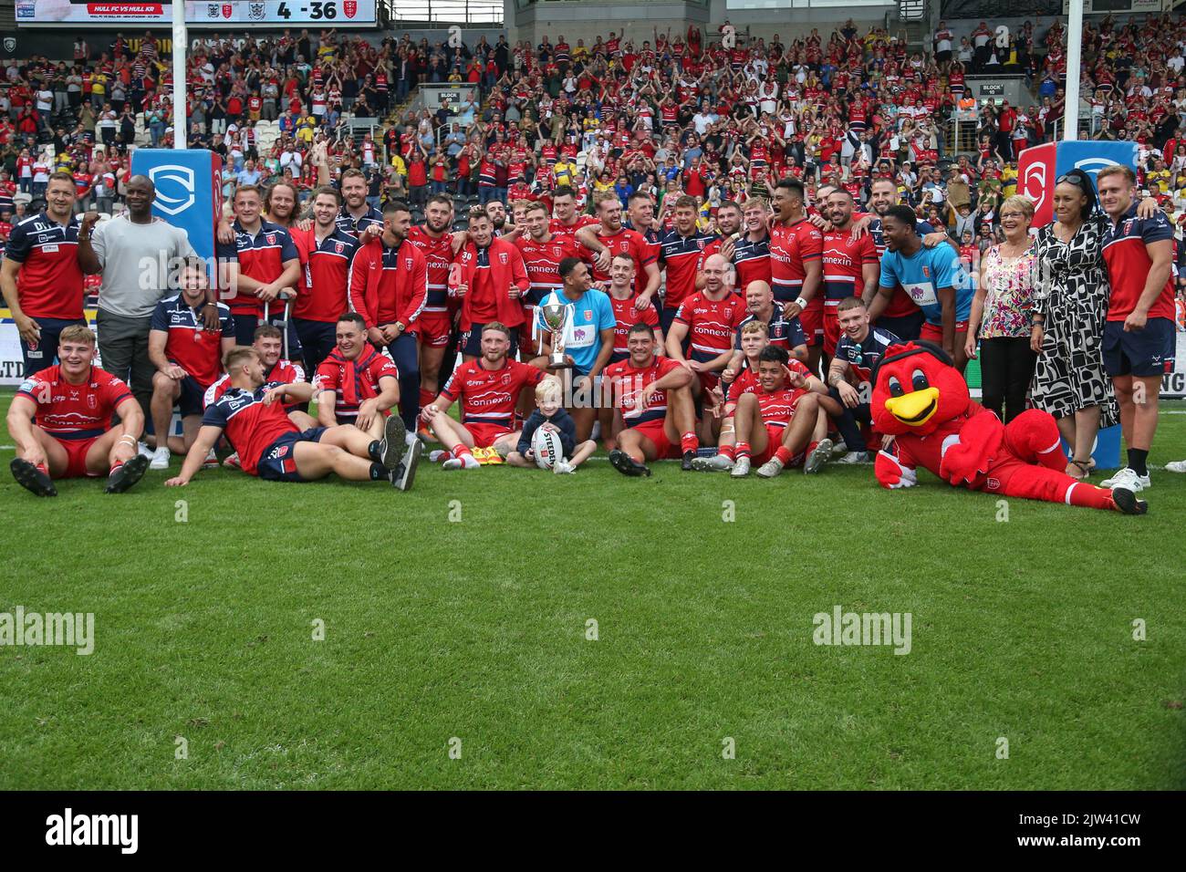 Hull KR receive the Clive Sullivan trophy after the Betfred Super ...