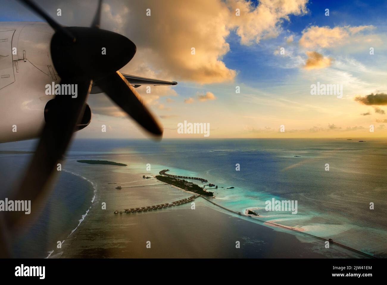 Aerial view on Maldives islands. Gaafu Alifu Atoll Disappearance of ...