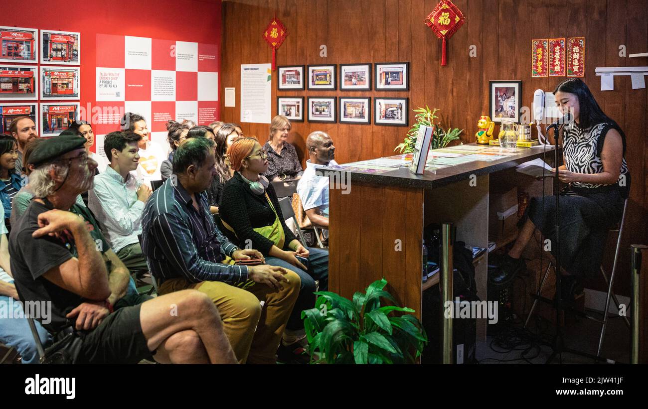 London, UK. 03rd Sep, 2022. Author Angela Hui reads from her book ...