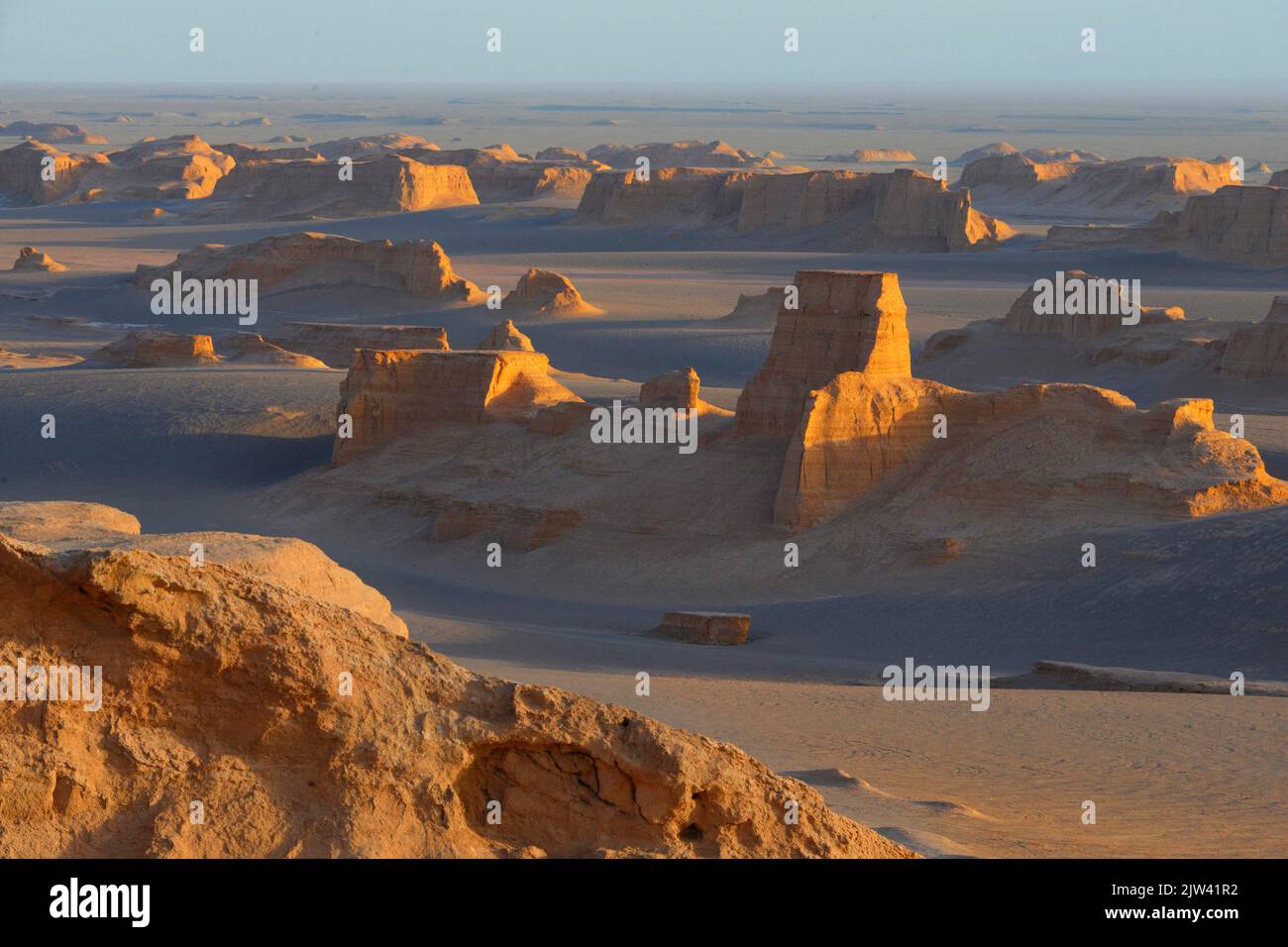 Lut desert in Iran with formations known as Kaluts, Iran. Rising ...