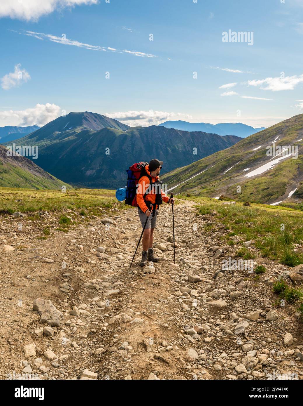 Hiking landscape views in Yukon Territory, Canada during summer with ...