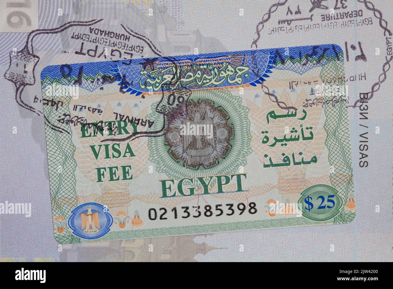Egyptian Entry Visa with stamp on a real passport Stock Photo - Alamy