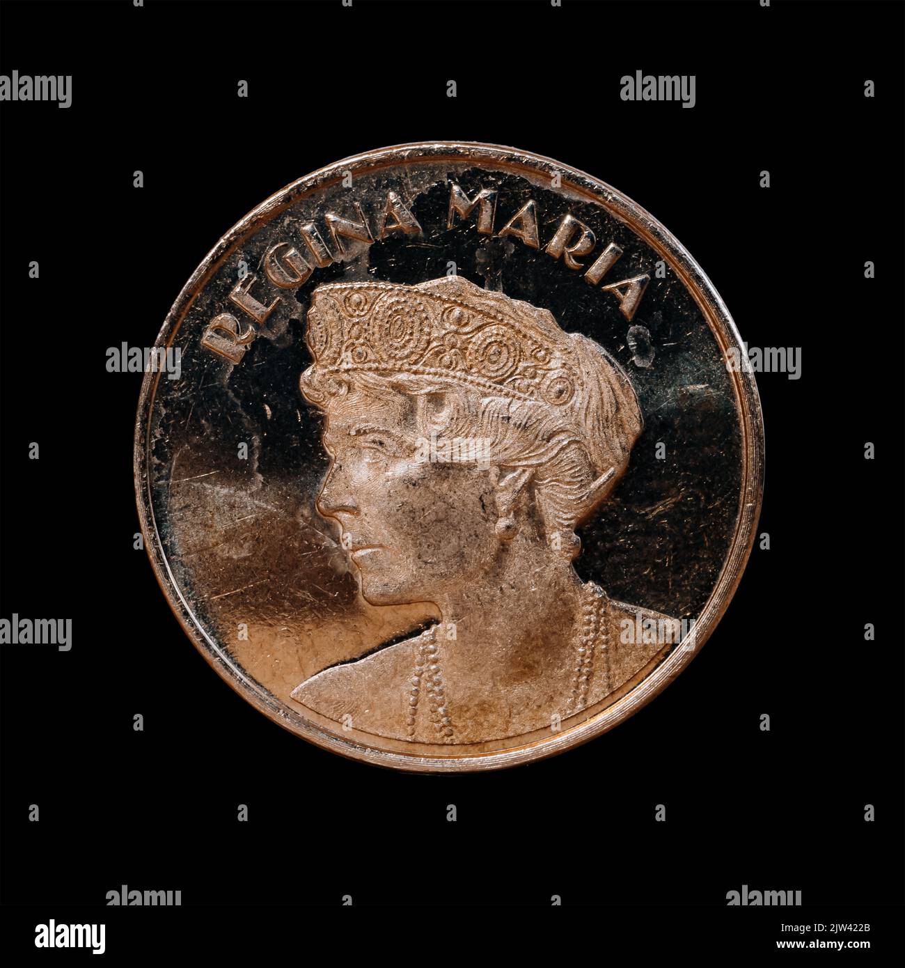 A limited edition Regina Maria 50 Bani. Romanian coin Stock Photo - Alamy