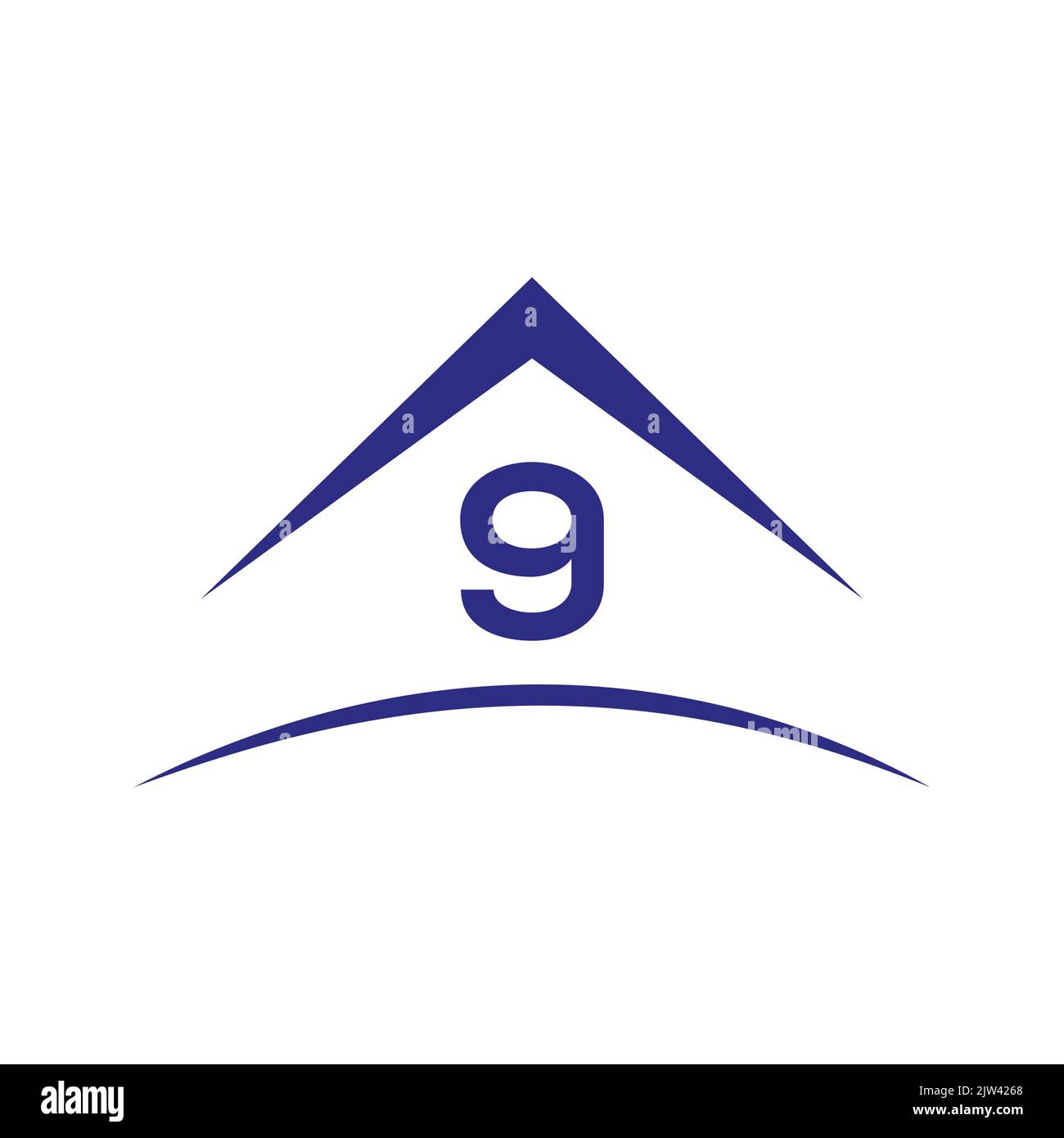 9 logo with real estate house building roof, template. Victor Stock ...