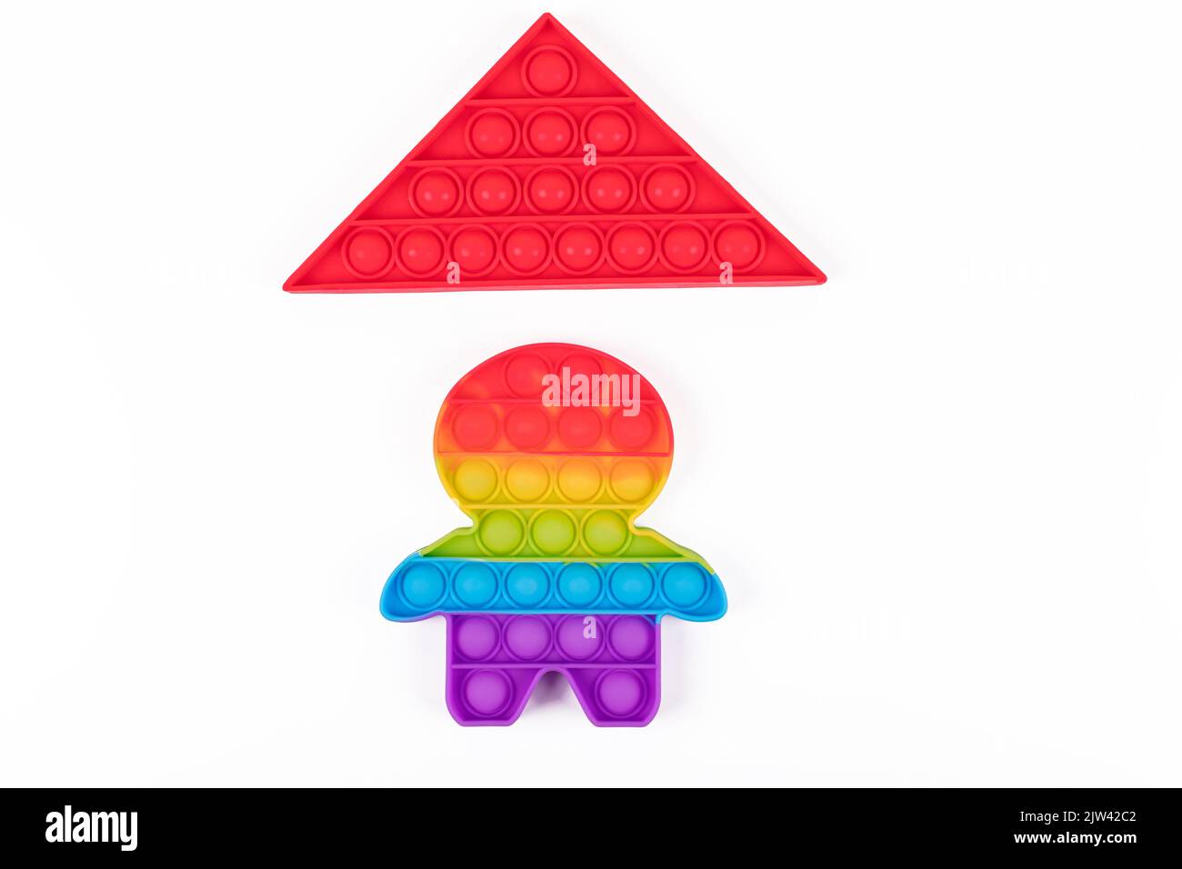 Colorful fidget toy POP IT of human shape on white background. Sensory ...