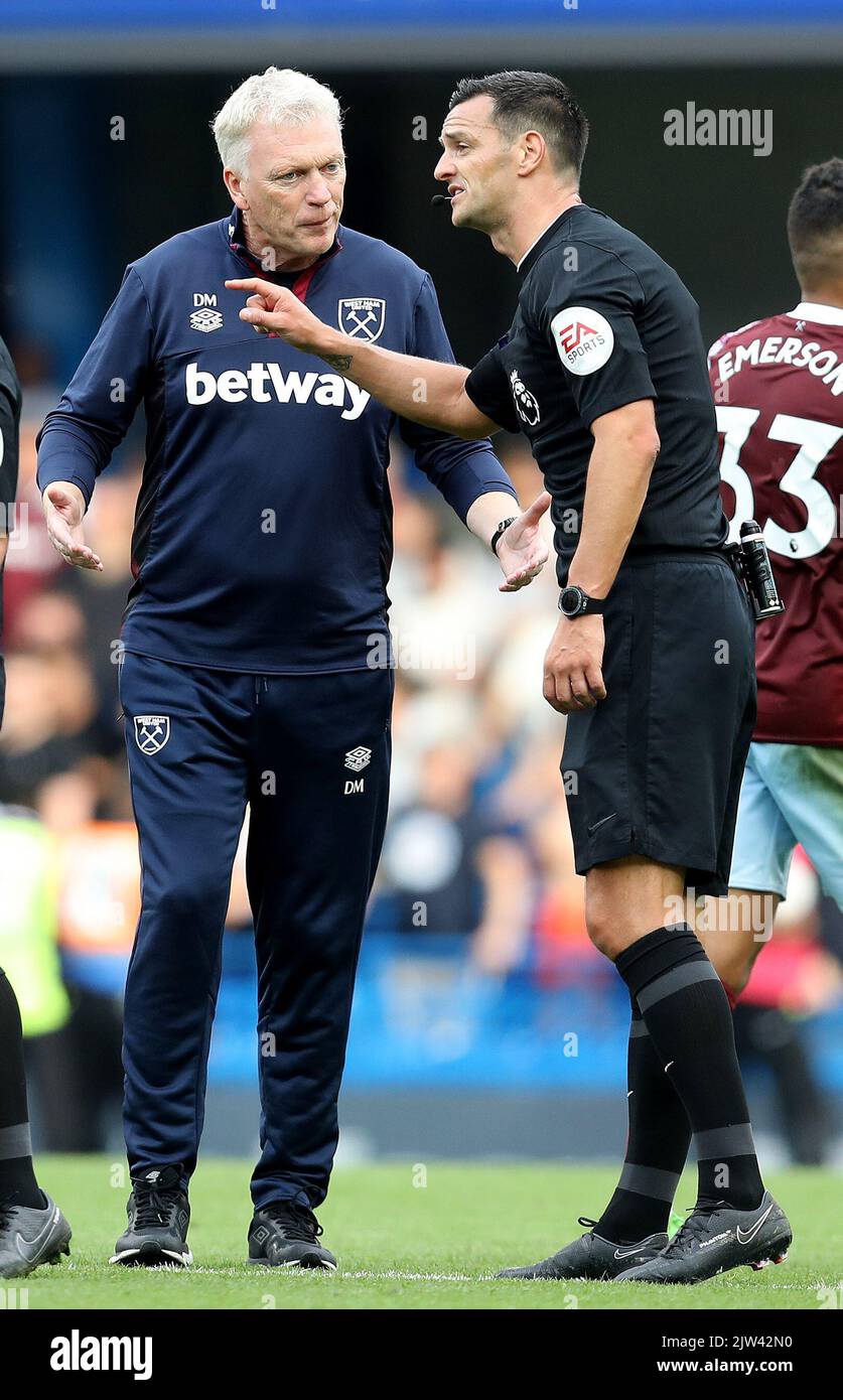 London, England, 3rd September 2022. David Moyes, Manager of West Ham ...