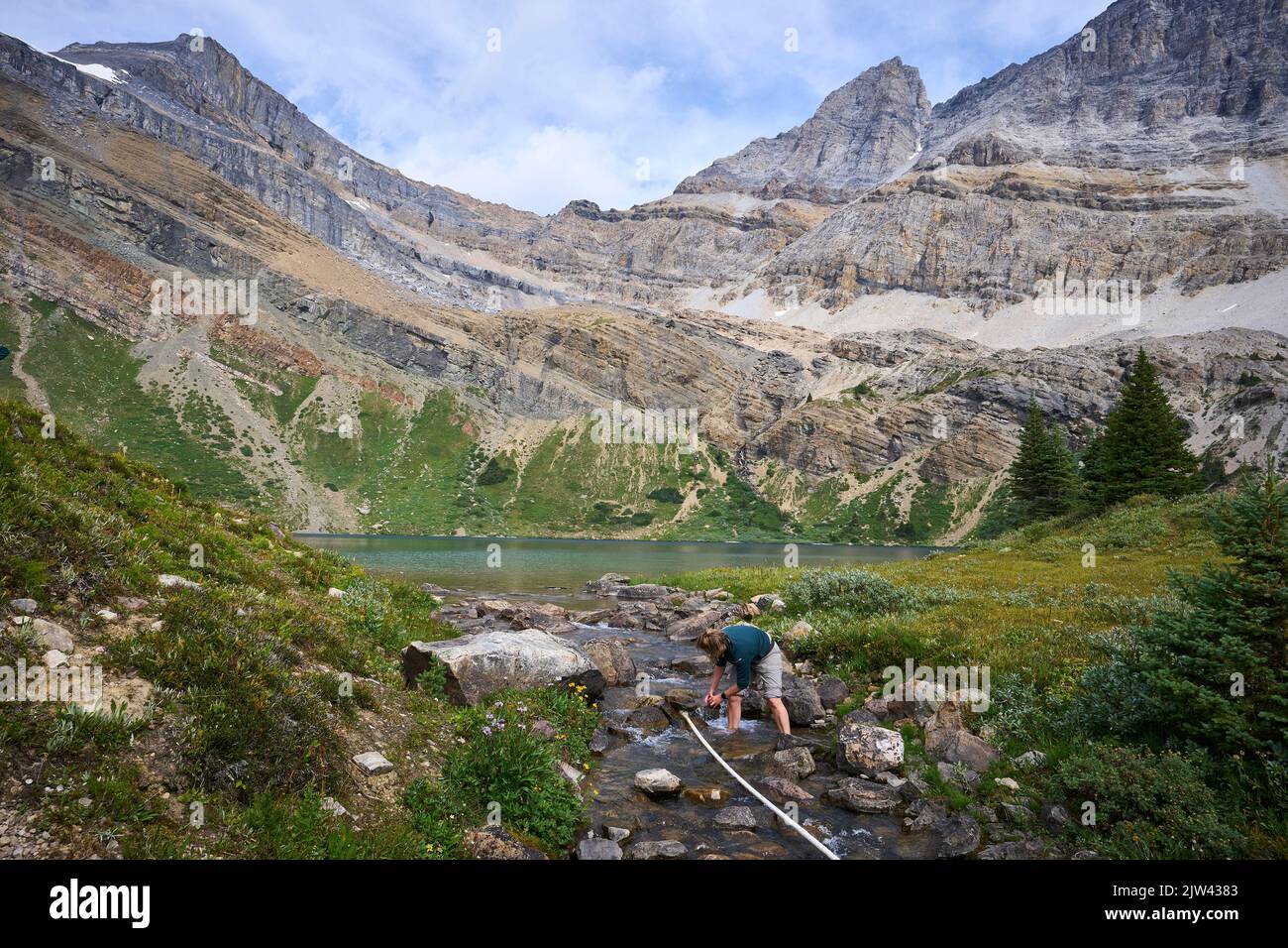 Parks Canada ecosystems scientist Megan Goudie works on the project to ...