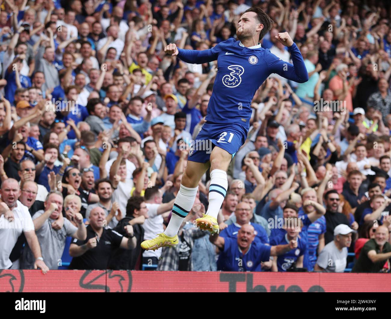 London, England, 3rd September 2022. Ben Chilwell of Chelsea celebrates ...