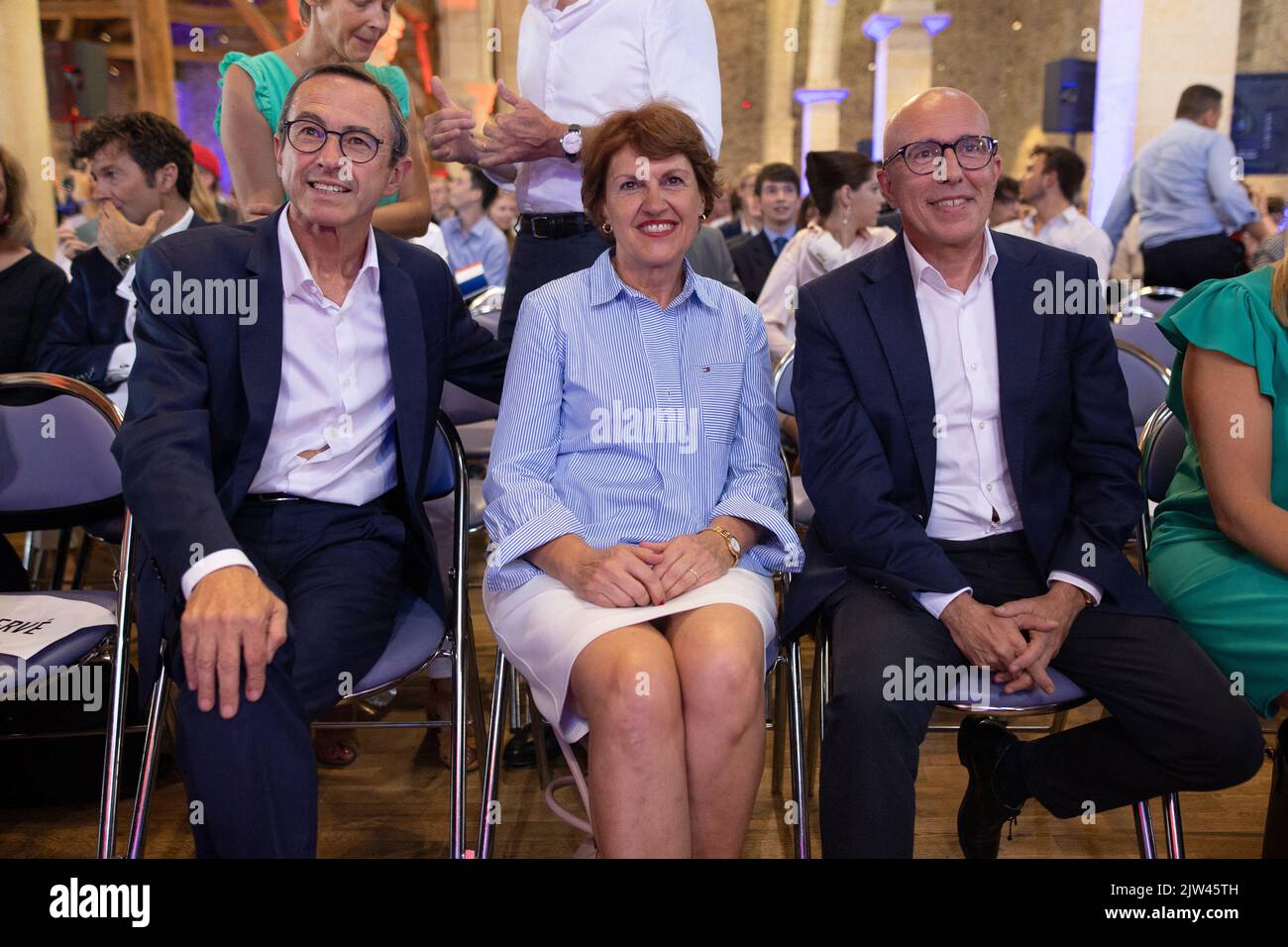 LR President Annie Genevard, LR Senator Bruno Retailleau, LR Deputy ...