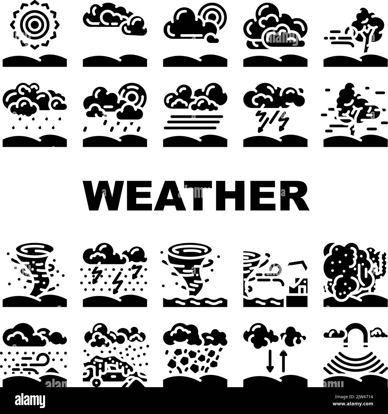 weather forecast rain sun cloud icons set vector Stock Vector Image ...