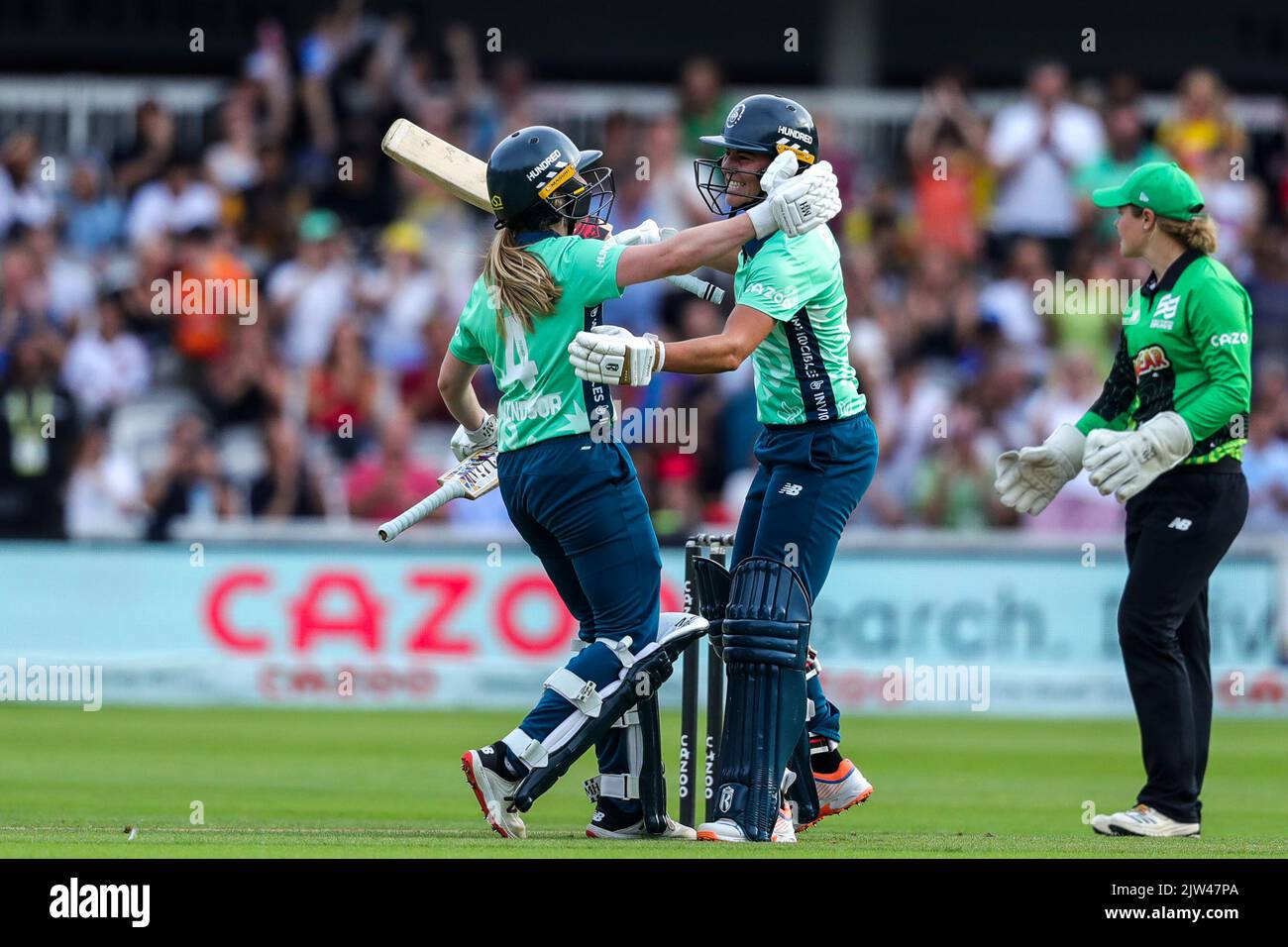 Oval Invinciples' Emily Windsor and Marianne Kapp celebrate winning ...