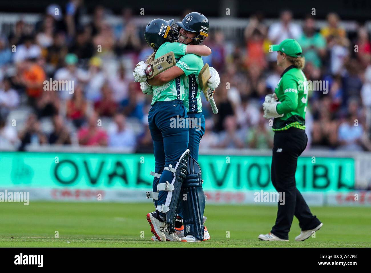 Oval Invinciples' Emily Windsor and Marianne Kapp celebrate winning ...