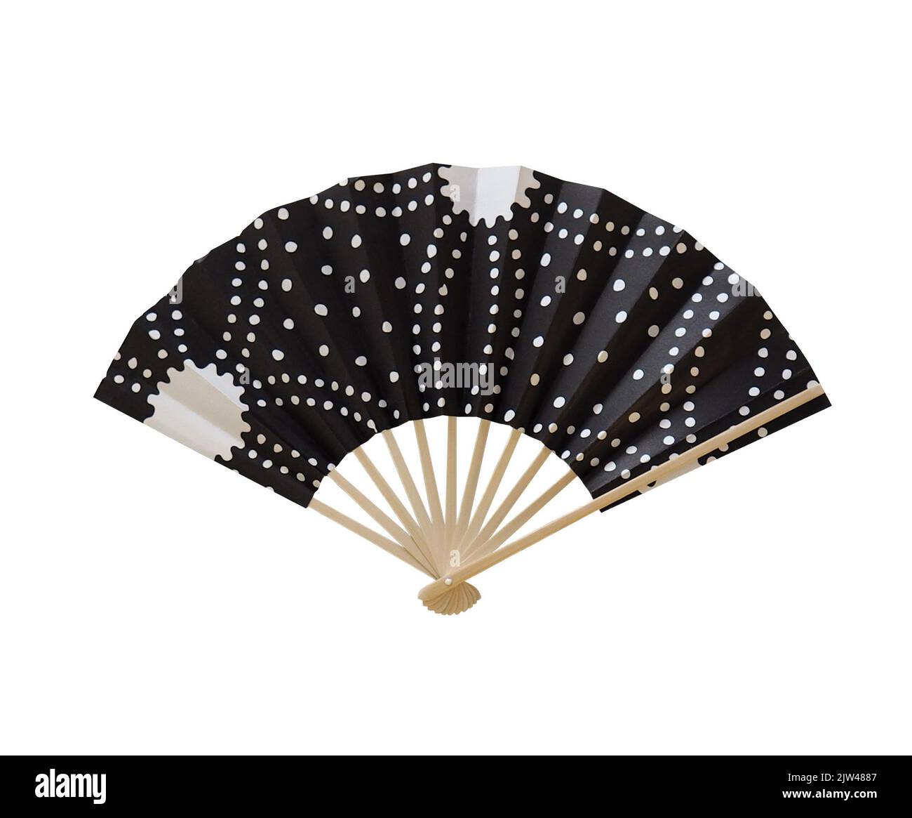 Japanese paper fan and black color and made from paper and white ...