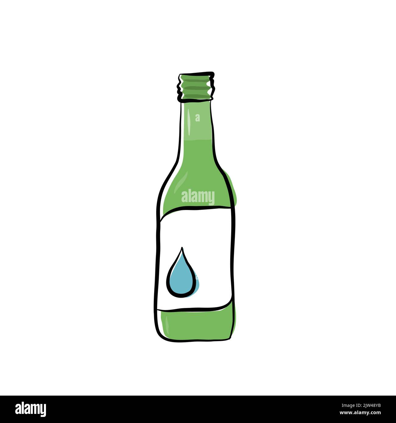 Hand drawing Soju, famous clear, colorless distilled beverage of Korean ...