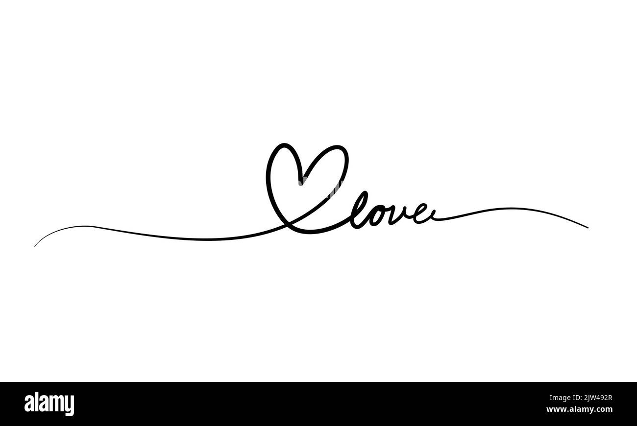 Continuous line drawing of heart with word LOVE for valentine Stock ...