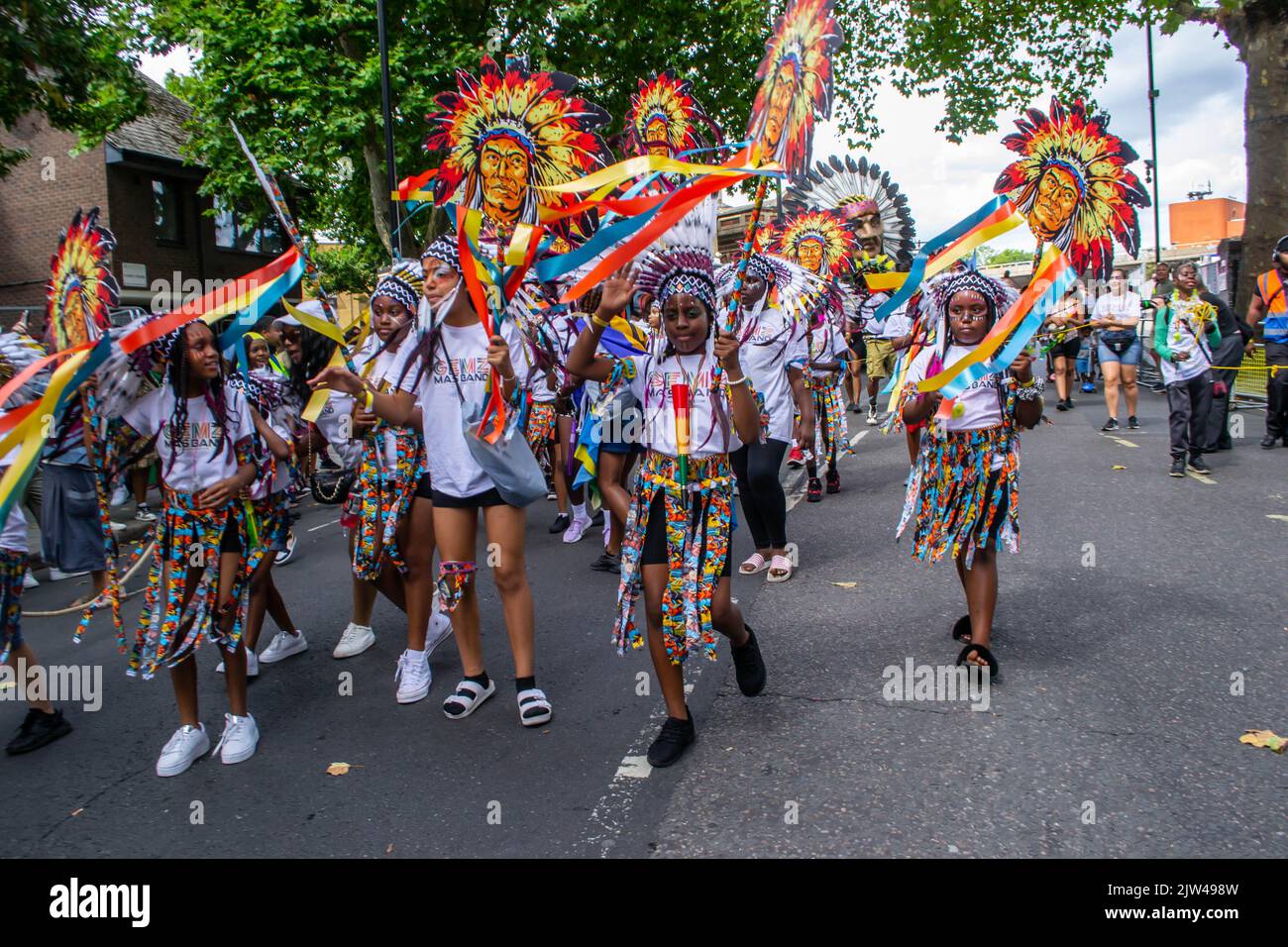 NOTTING HILL, LONDON, ENGLAND- 28 August 2022: Child performers during ...