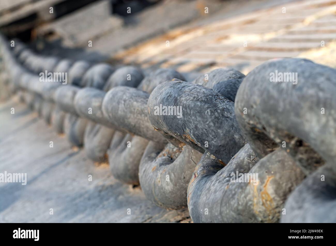 Anchor chain on ship deck. Close-up. Selective focus Stock Photo - Alamy