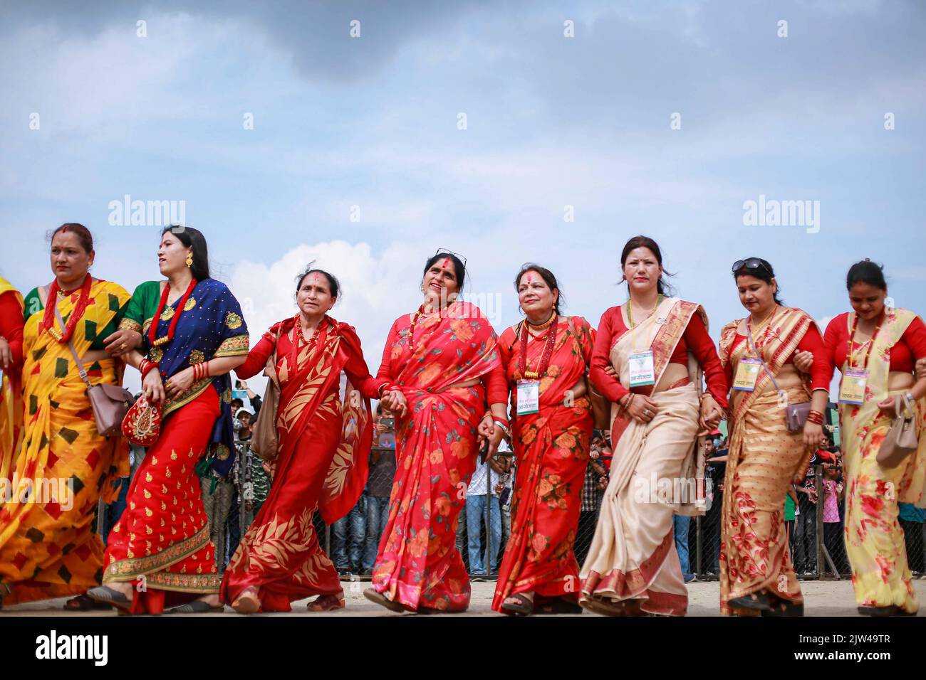 Kathmandu, Bagmati, Nepal. 3rd Sep, 2022. A group of women performs ...