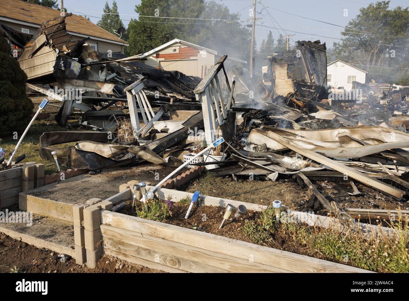 Weed, United States. 23rd Aug, 2022. One of the many homes that was ...