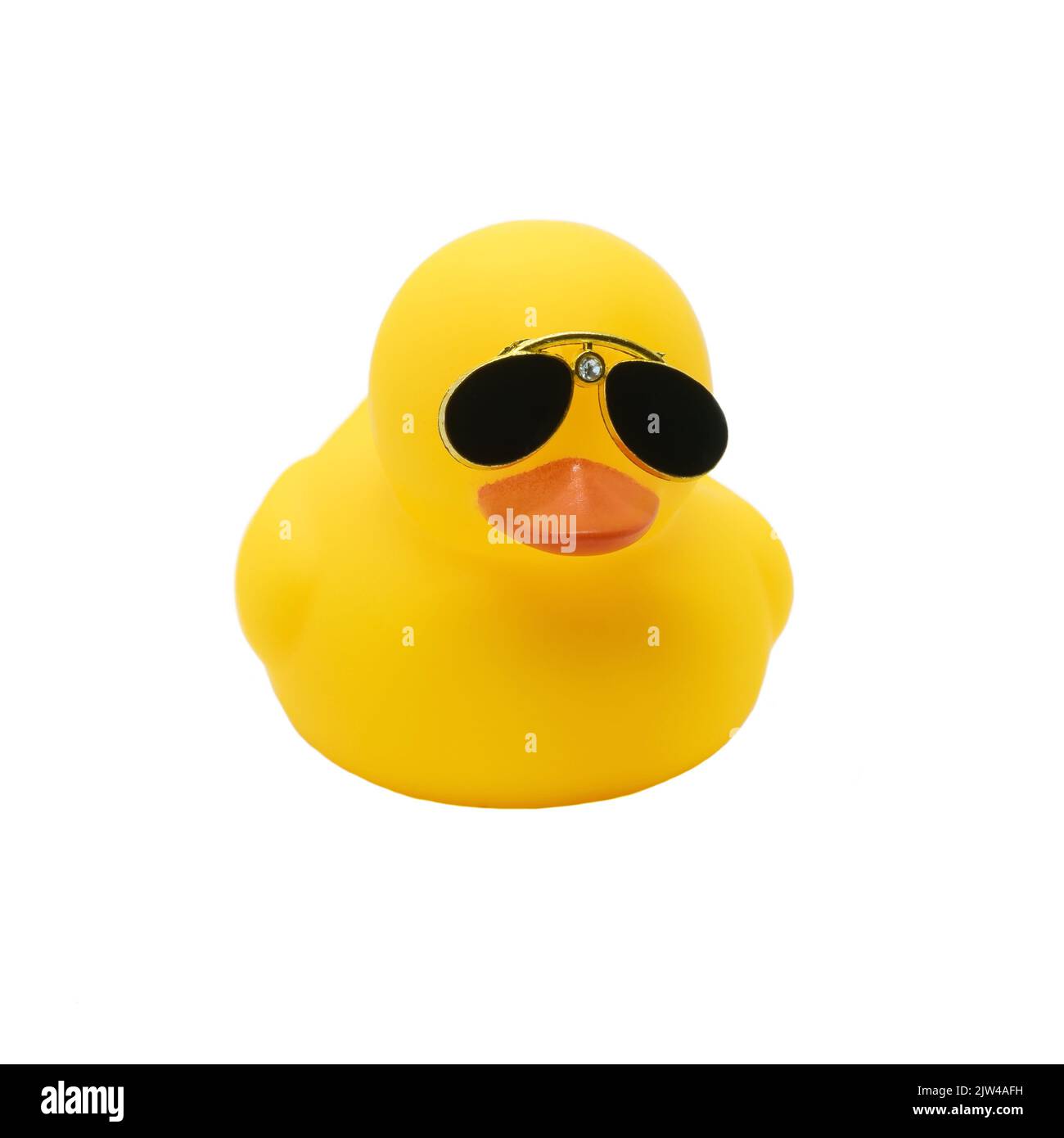 Yellow Duck Toy With Black Sunglasses Isolated On White Background Rubber Duck Toy For The Bath