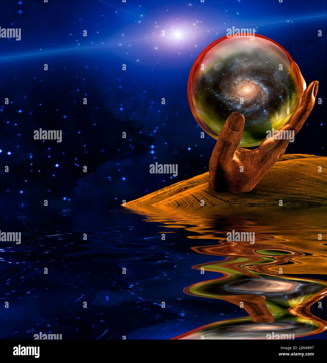 Landscape with fire temple. 3D rendering Stock Photo - Alamy