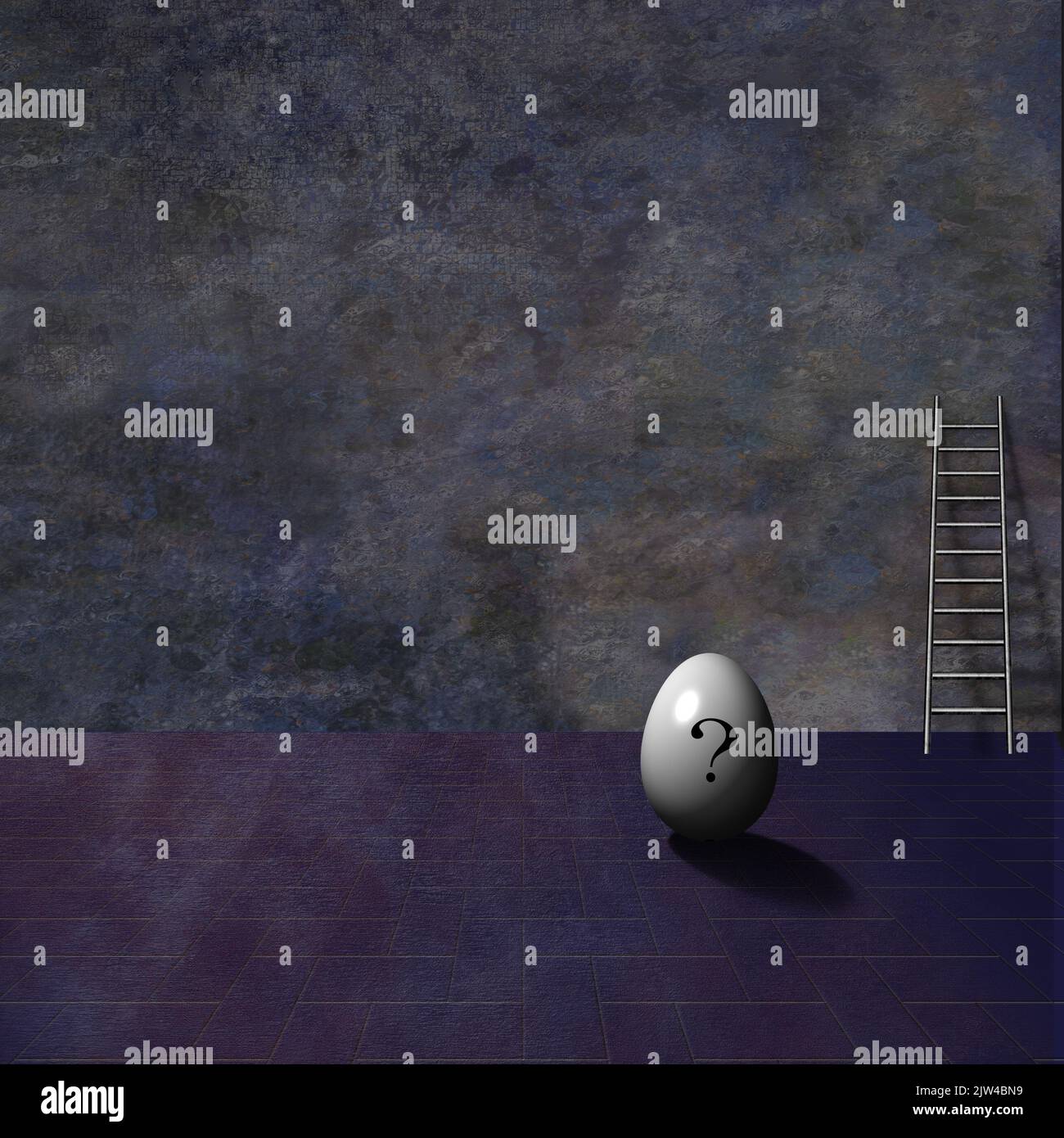 Riddle in egg. Surreal art. 3D rendering Stock Photo - Alamy