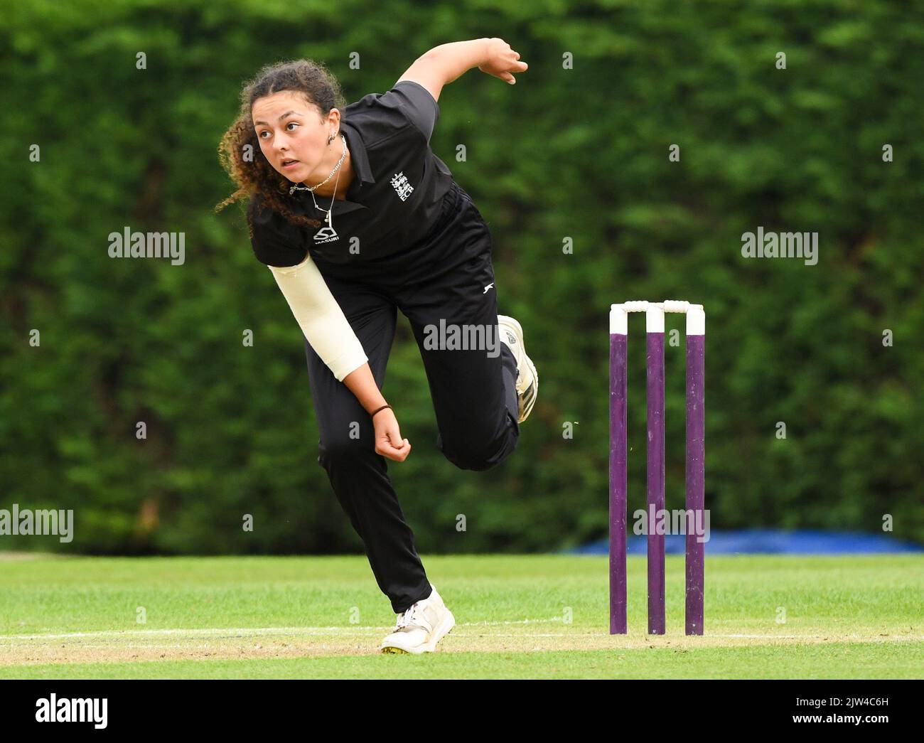 A future cricketer competes during Day Three of the School Games ...