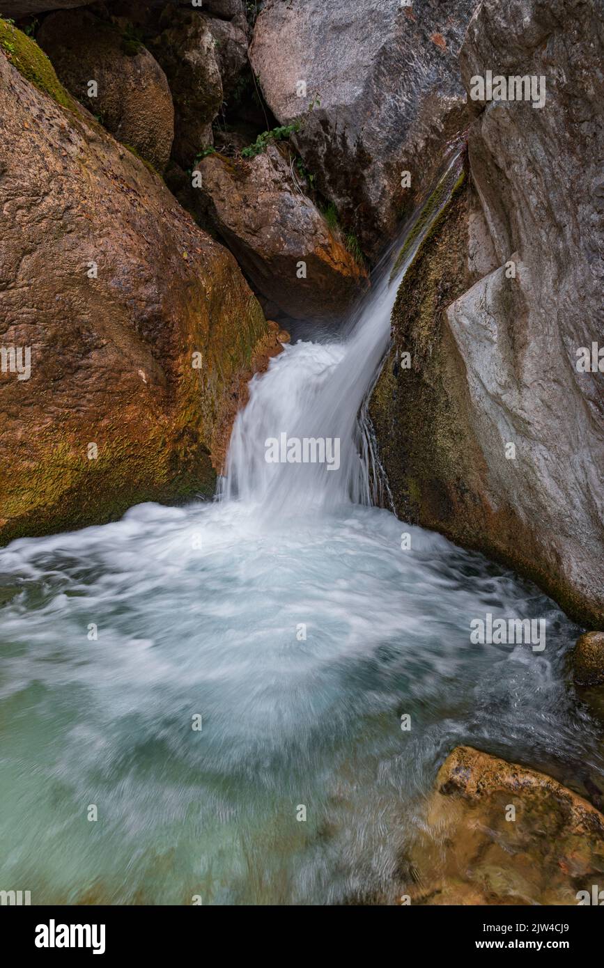 Montefortino, Marche, Italy. Ambro River. Waterfalls of the Sanctuary ...
