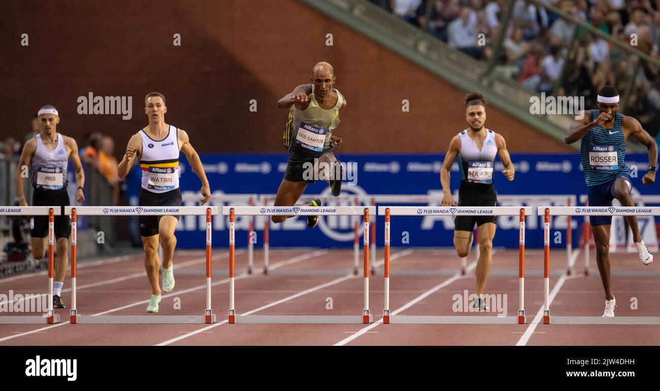 Alison dos Santos of Brazil competing in the men's 400m hurdles during ...