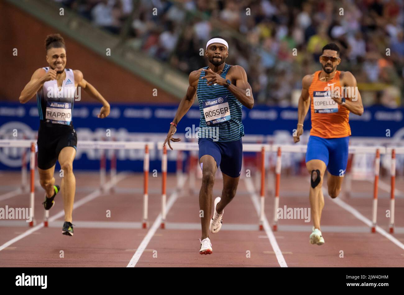 Khallifah Rosser of the USA competing in the men's 400m hurdles during ...
