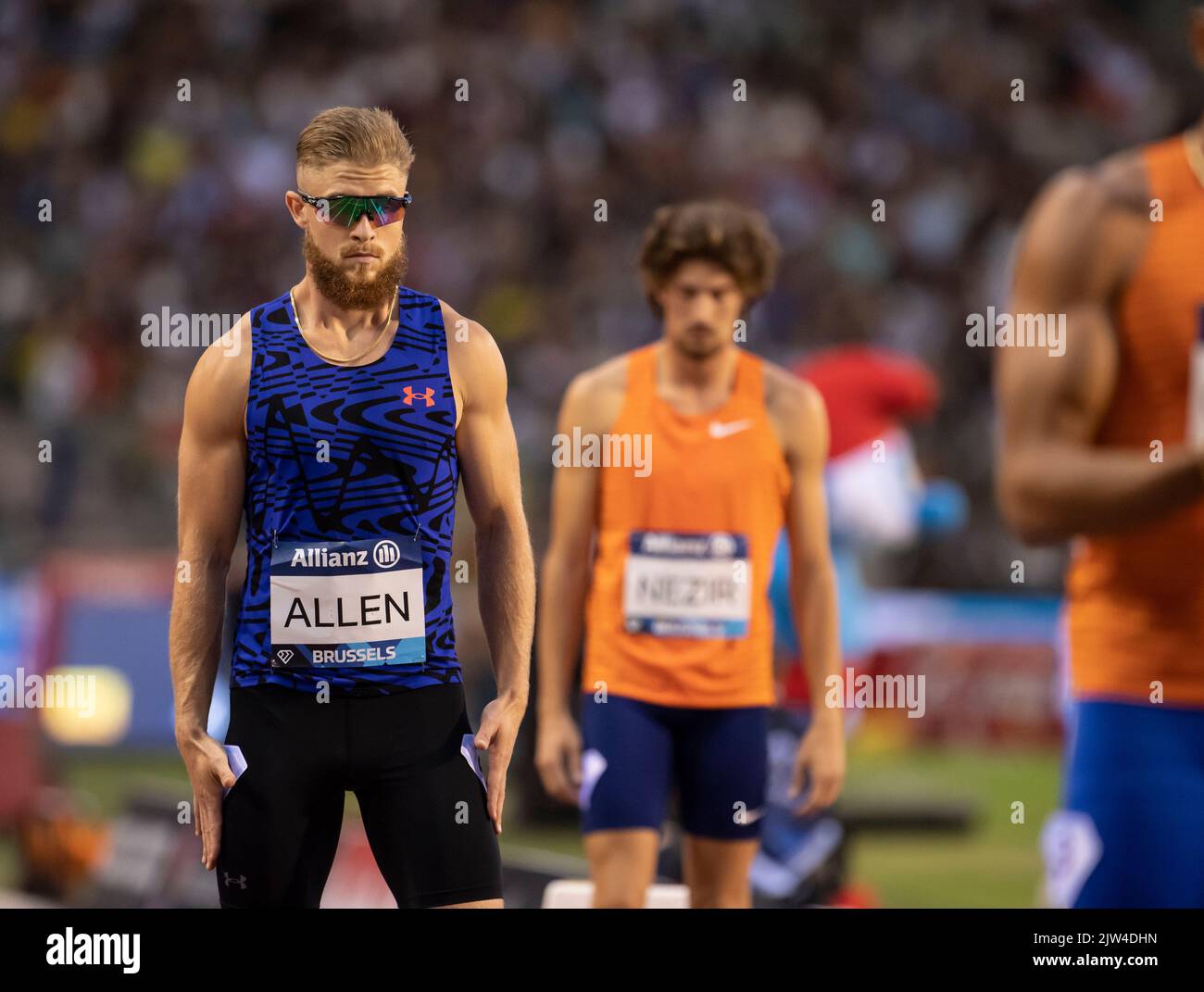 CJ Allen of the USA competing in the men's 400m hurdles during the ...