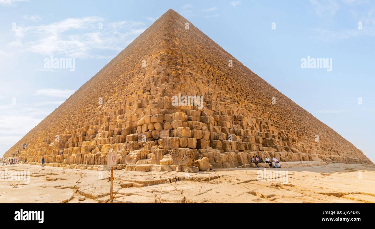 Giza, Egypt; September 3, 2022 - A view of the huge pyramid of Cheops ...