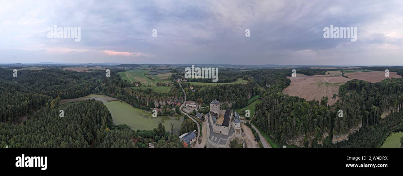 castle Kost,Czech republic,Europe,historical old castle walls, aerial ...