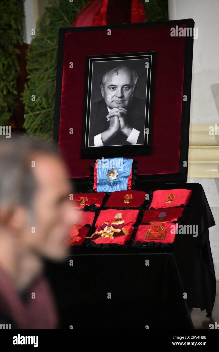 September 3, 2022. - Russia, Moscow. - A mourning ceremony for first ...