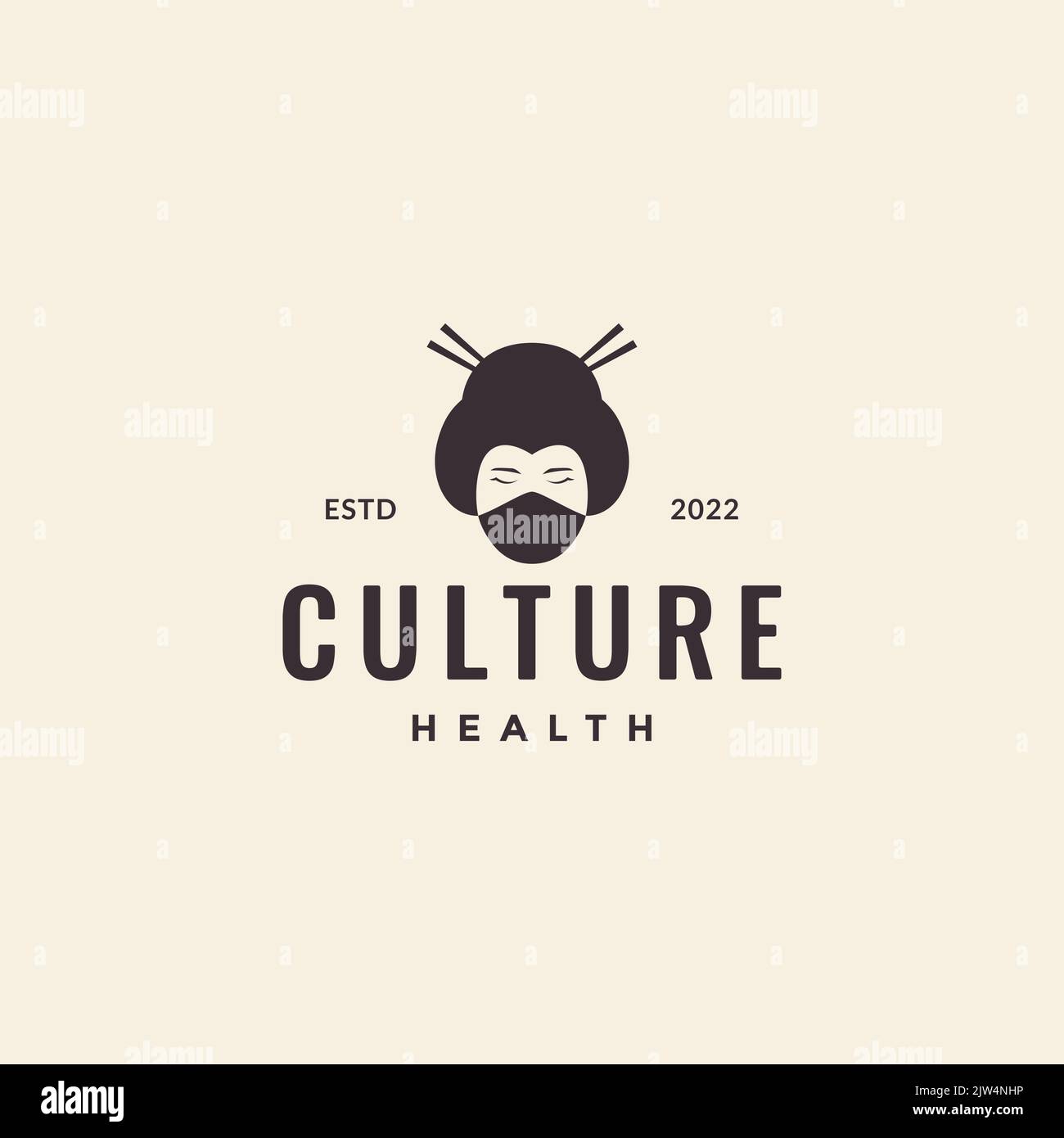 face woman japan culture with mask logo design Stock Vector Image & Art ...