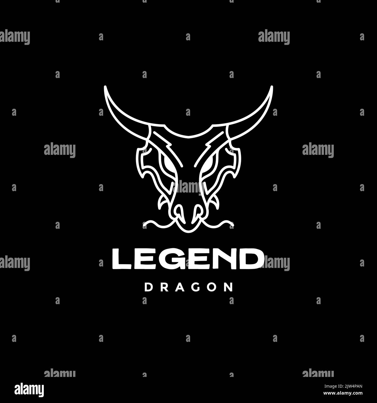 head dragon long horn logo design Stock Vector Image & Art - Alamy