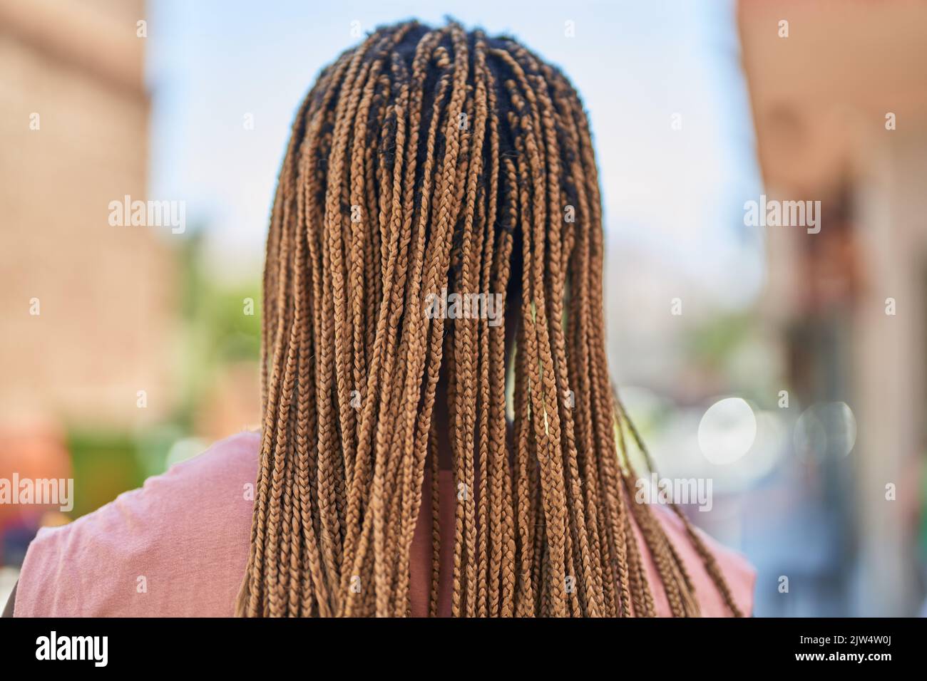 African american woman standing on back view at street Stock Photo - Alamy