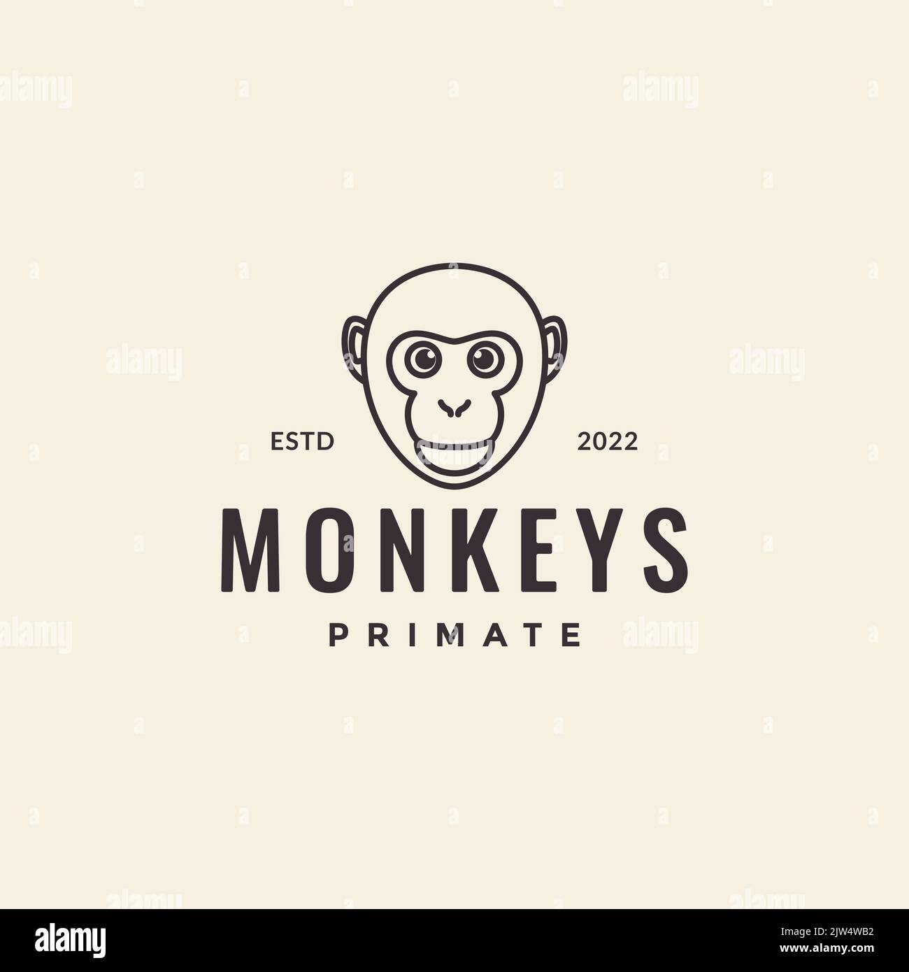 face ape monkey minimal hipster logo design Stock Vector Image & Art ...