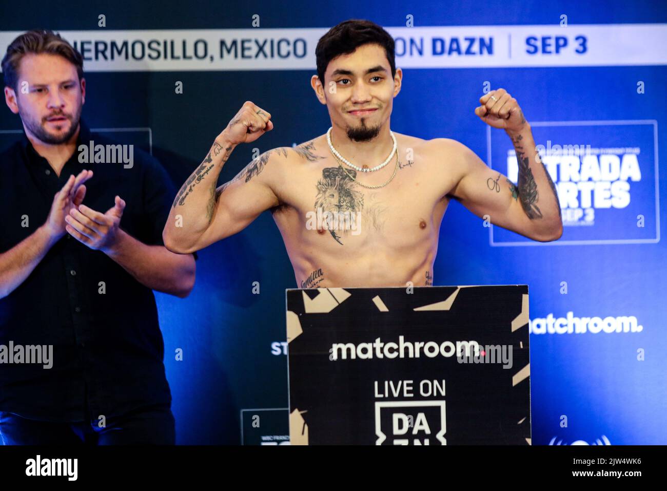 HERMOSILLO, MEXICO - SEPTEMBER 02: Irvin 'Turru' Turrubiartes (R) pose ...