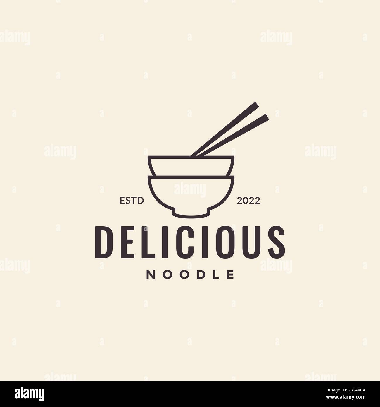delicious noodle with bowl minimal logo design Stock Vector Image & Art ...