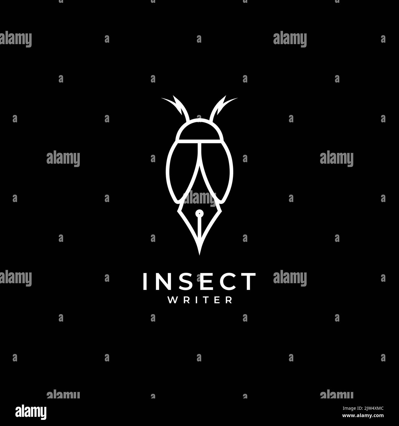 insect ladybug with pencil art logo design Stock Vector Image & Art - Alamy