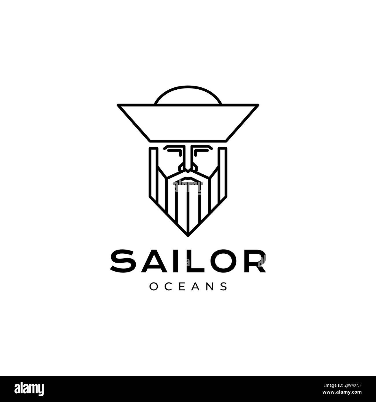 vintage old face man sailor bearded line logo Stock Vector Image & Art ...