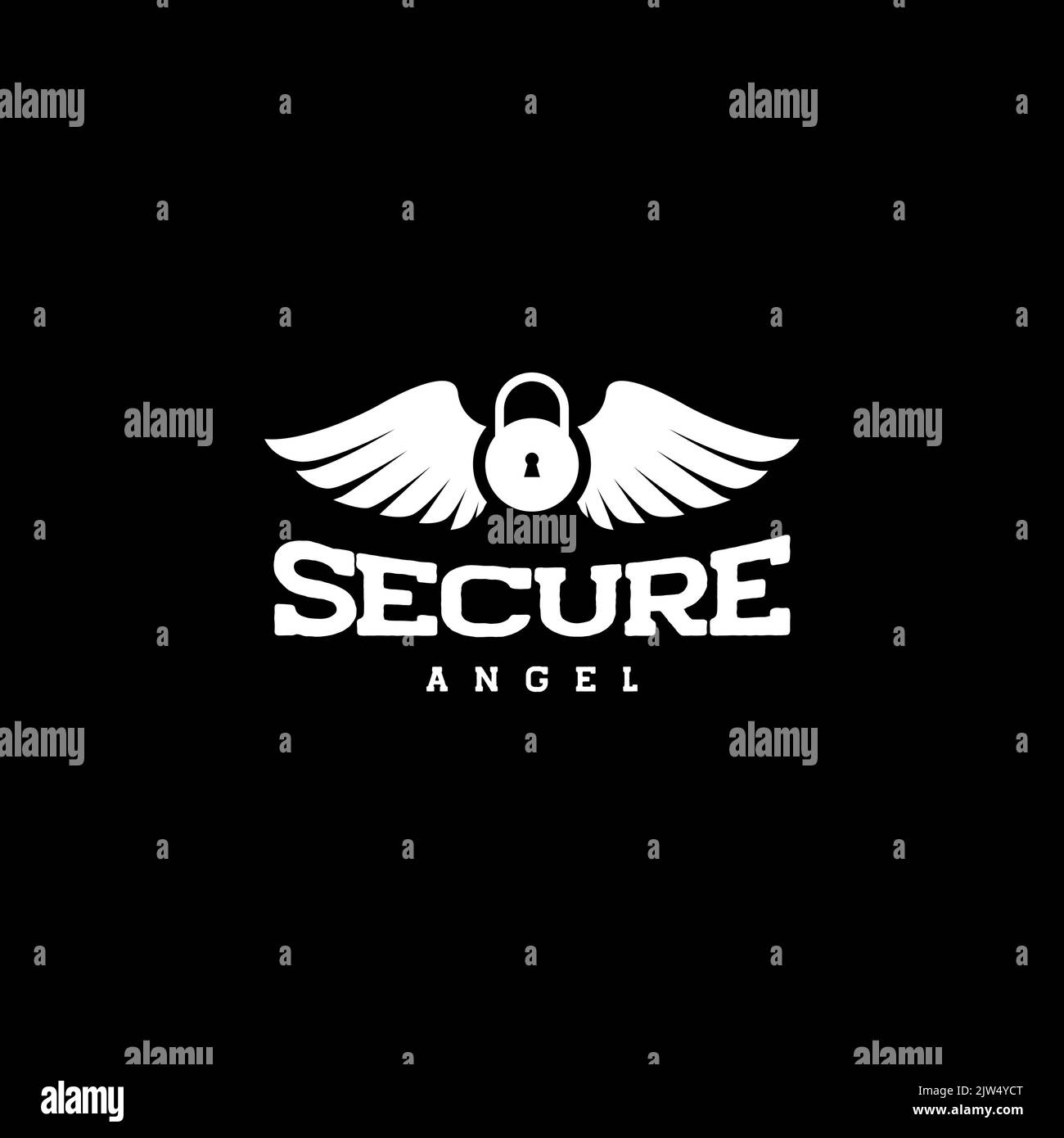 padlock with wings angel logo design Stock Vector Image & Art - Alamy
