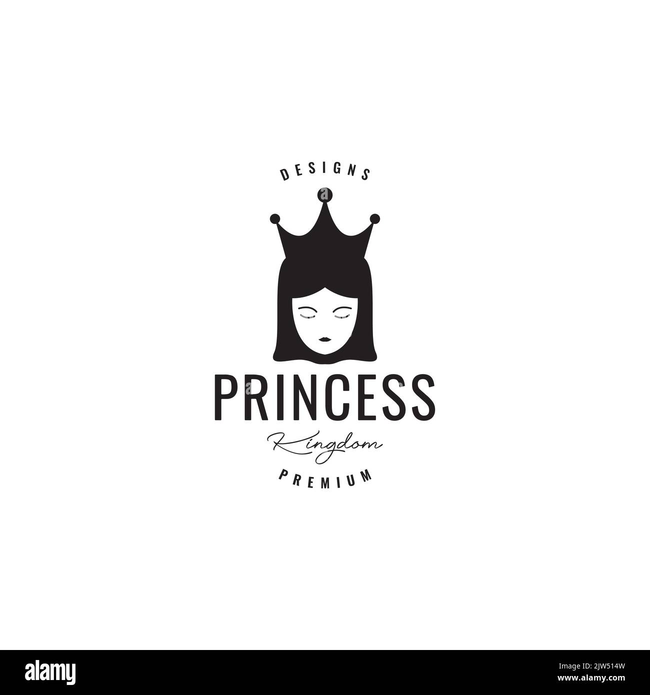 face girl princess with crown logo design Stock Vector Image & Art - Alamy